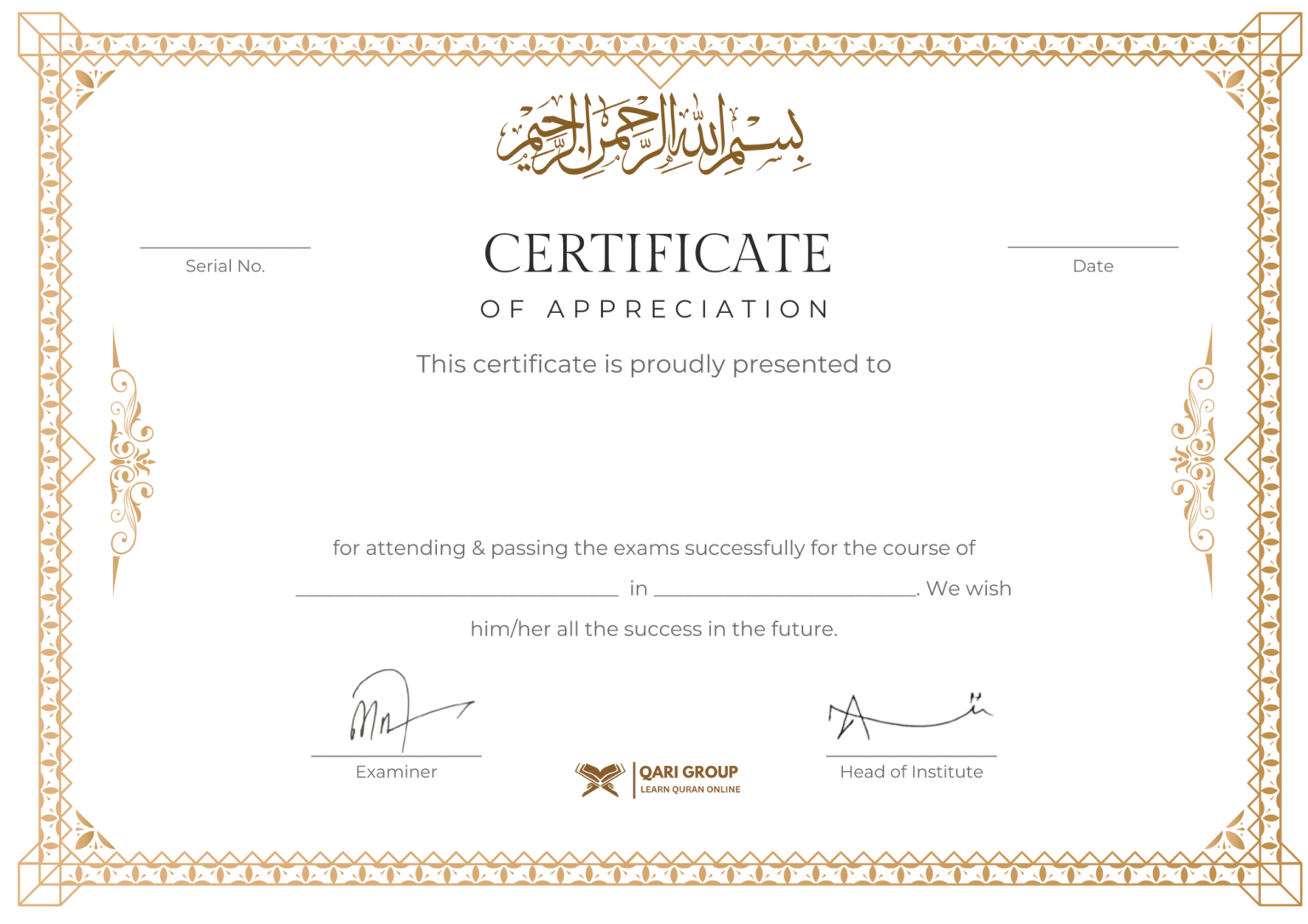 Certificate of Approval - Qari Group